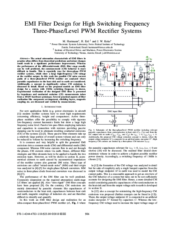 (PDF) EMI filter design for high switching frequency three-phase/level PWM rectifier systems