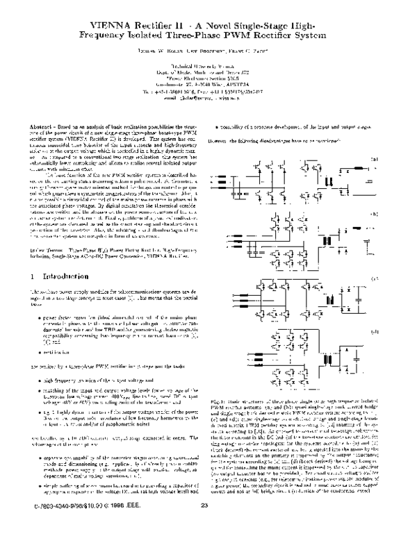 (PDF) VIENNA rectifier II-a novel single-stage high-frequency isolated ...
