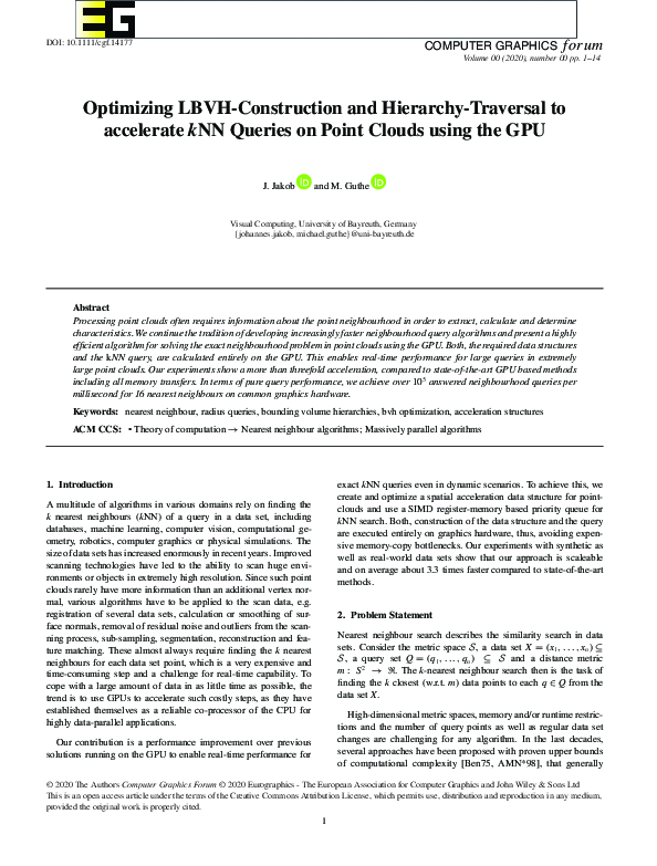 (PDF) Optimizing LBVH‐Construction and Hierarchy‐Traversal to accelerate k NN Queries on Point ...