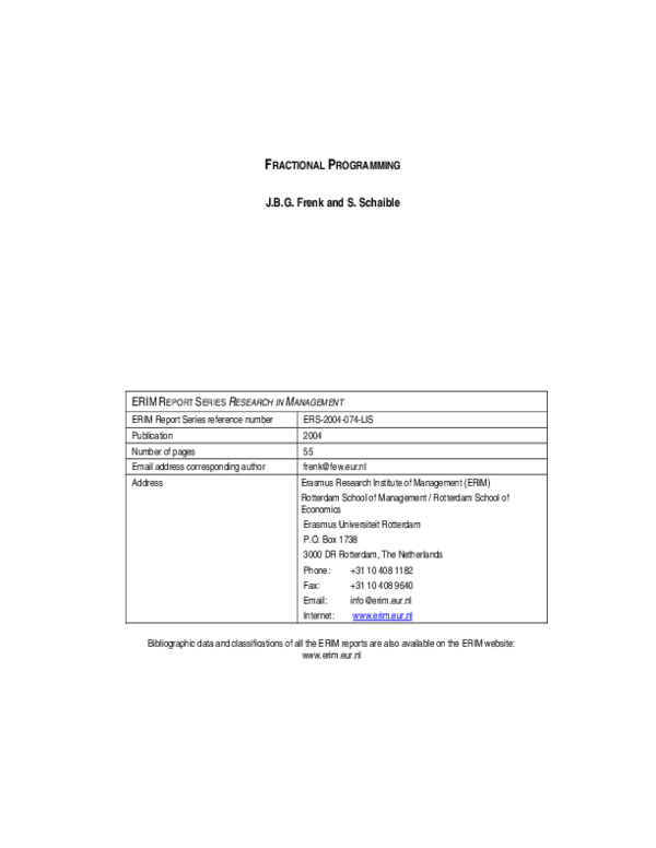 (PDF) Fractional Programming