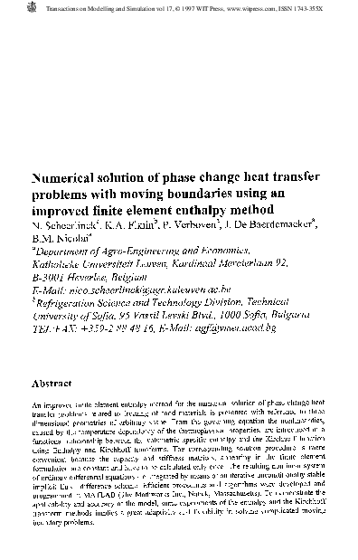 (PDF) Numerical solution of phase change heat transfer problems with moving boundaries using an ...