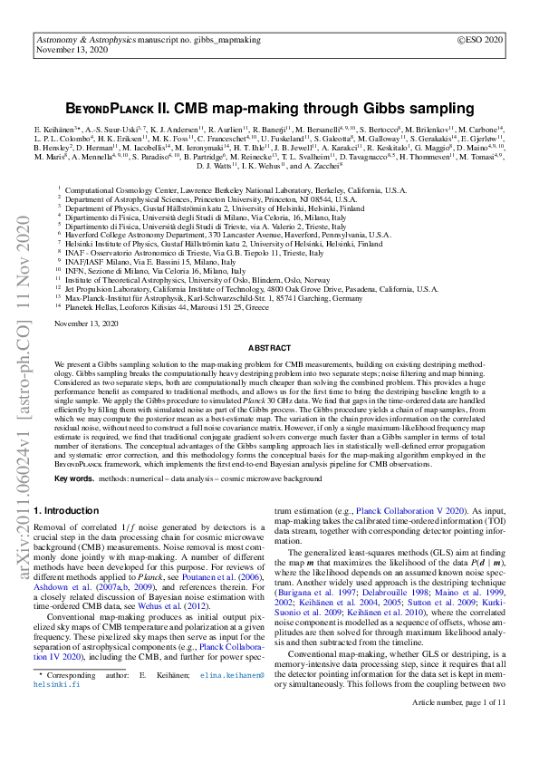 (PDF) BeyondPlanck II. CMB map-making through Gibbs sampling