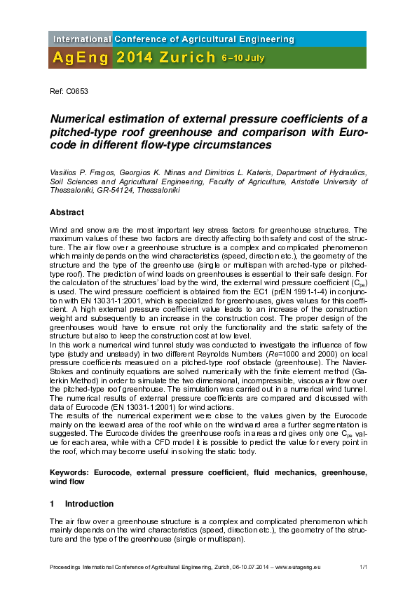 (PDF) Numerical estimation of external pressure coefficients of a ...