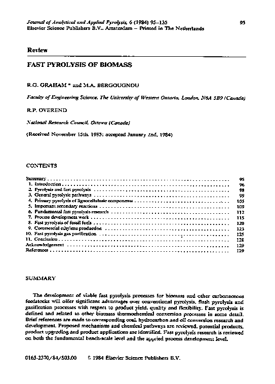 (PDF) Fast pyrolysis of biomass
