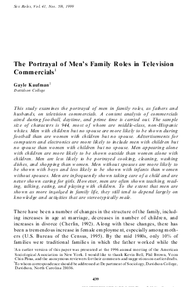 (PDF) The portrayal of men's family roles in television commercials ...