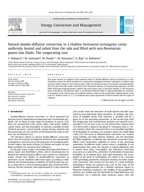 (PDF) Natural double-diffusive convection in a shallow horizontal rectangular cavity uniformly ...