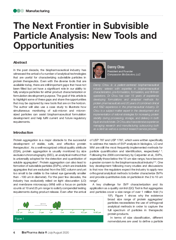(PDF) The Next Frontier in Subvisible Particle Analysis: New Tools and ...