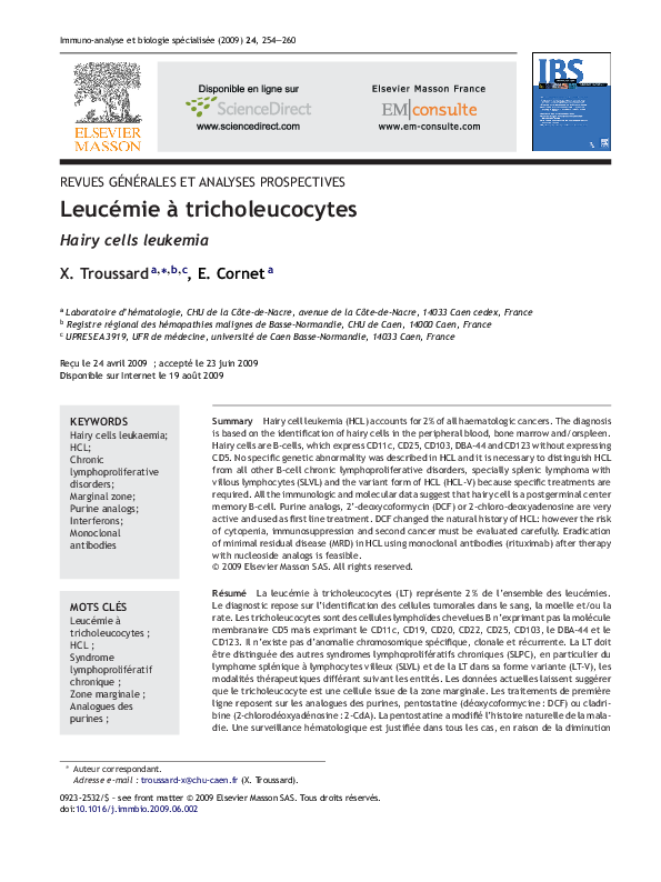 (PDF) Leucémie à tricholeucocytes