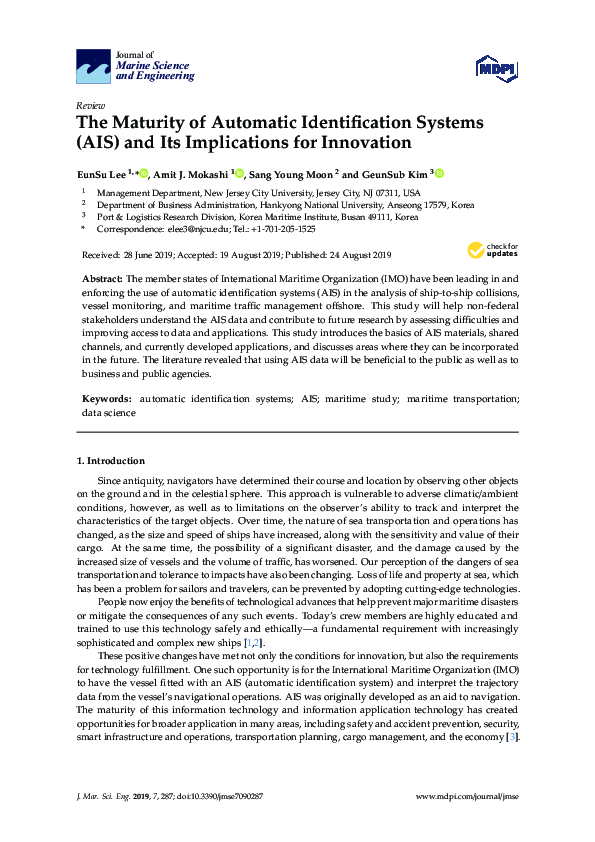 (PDF) The Maturity of Automatic Identification Systems (AIS) and Its ...