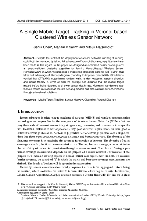(PDF) A single mobile target tracking in Voronoi-based clustered wireless sensor network ...