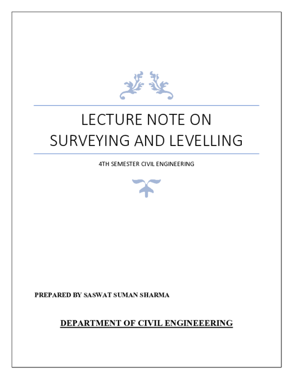(PDF) LECTURE NOTE ON SURVEYING AND LEVELLING 4TH SEMESTER CIVIL ...