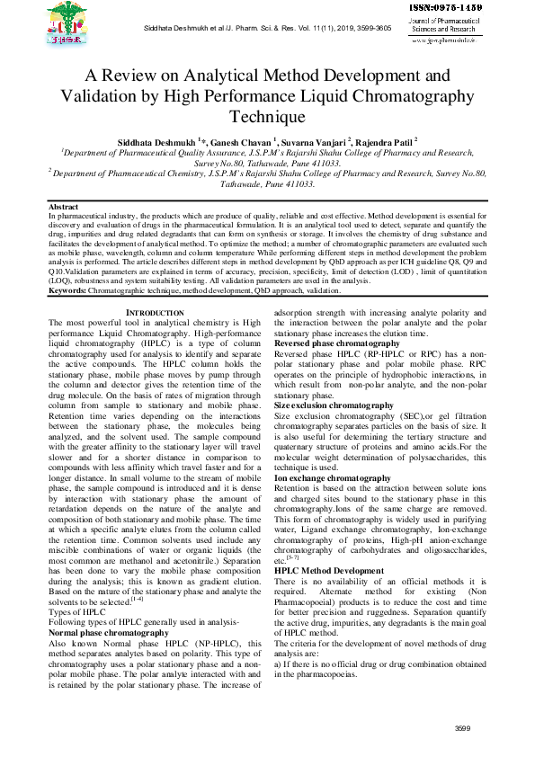 (PDF) A Review on Analytical Method Development and Validation by High ...