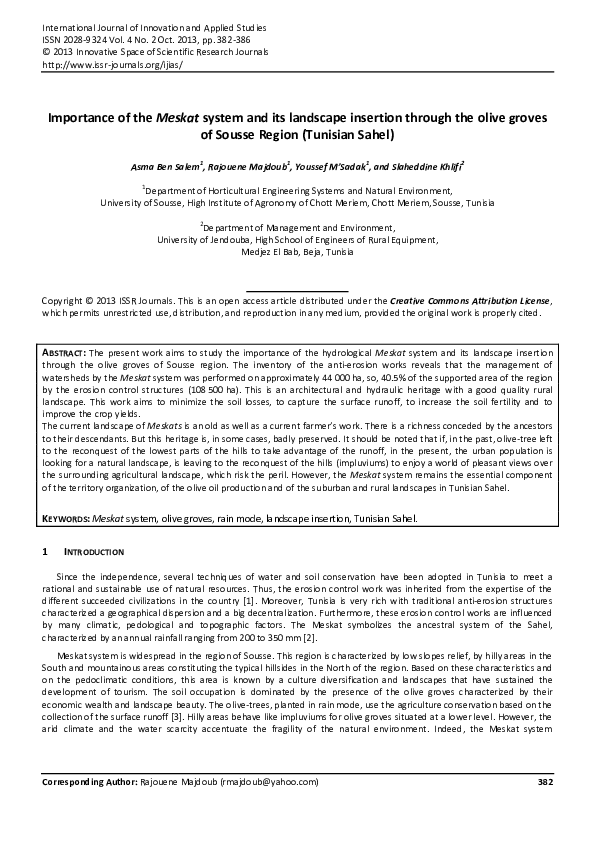 (PDF) Importance of the Meskat system and its landscape insertion ...