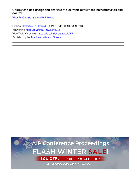 (PDF) Computer-aided design and analysis of electronic circuits for ...