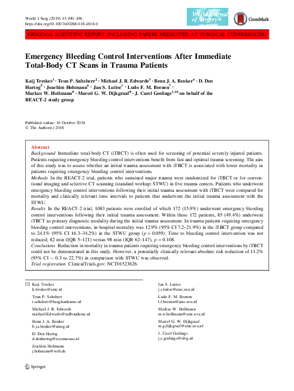 (PDF) Emergency Bleeding Control Interventions After Immediate Total ...