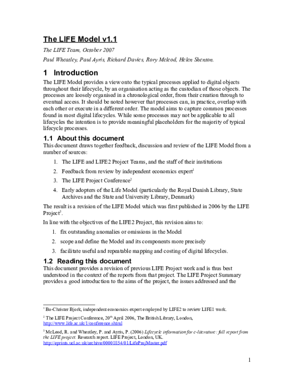 (PDF) The LIFE Model v1.1