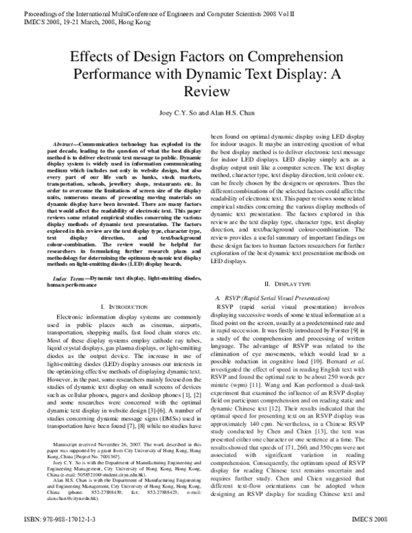 (PDF) Effects of Design Factors on Comprehension Performance with ...