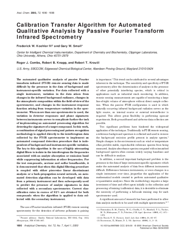 (PDF) Calibration Transfer Algorithm for Automated Qualitative Analysis ...