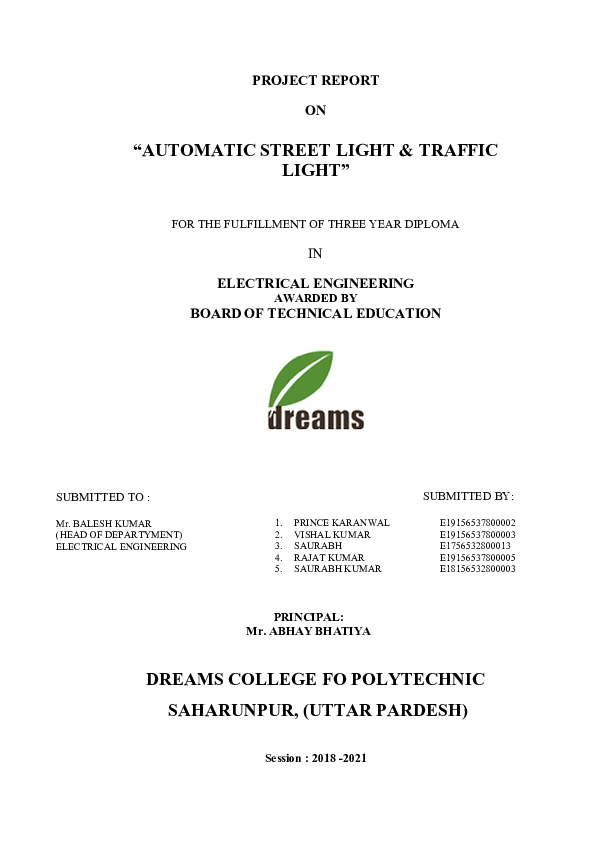 (DOC) "AUTOMATIC STREET LIGHT & TRAFFIC LIGHT"