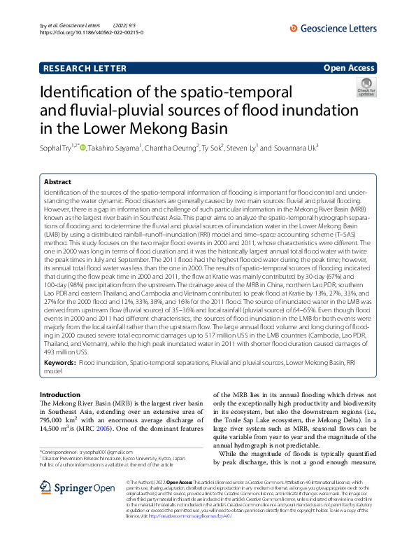 Pdf Identification Of The Spatio Temporal And Fluvial Pluvial Sources