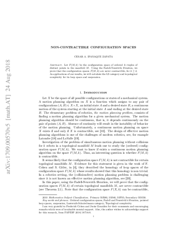 (PDF) Contractible configuration spaces