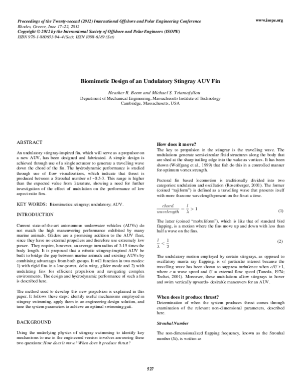 (PDF) Biomimetic Design of an Undulatory Stingray AUV Fin