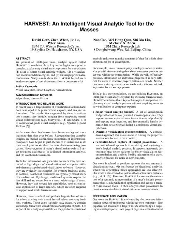 (PDF) HARVEST: an intelligent visual analytic tool for the masses