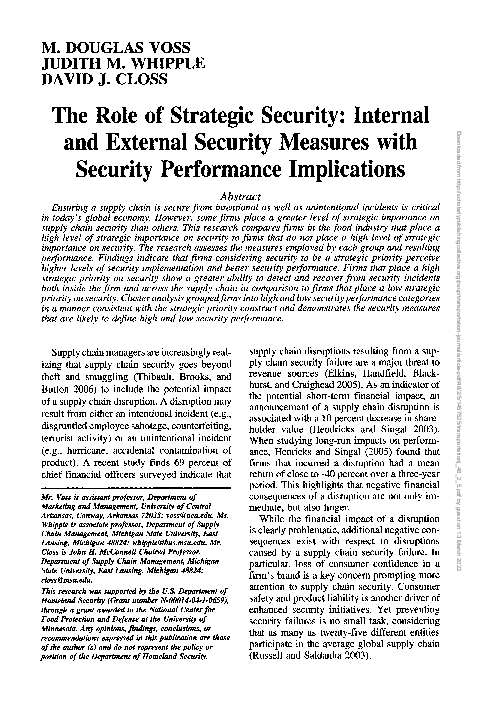 (PDF) The Role of Strategic Security: Internal and External Security ...