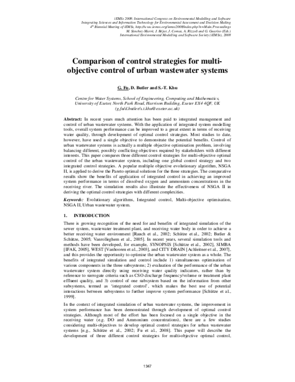 (PDF) Comparison of control strategies for multi-objective control of ...