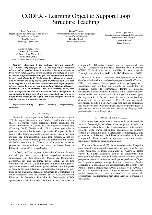 (PDF) CODEX - Learning Object to Support Loop Structure Teaching ...