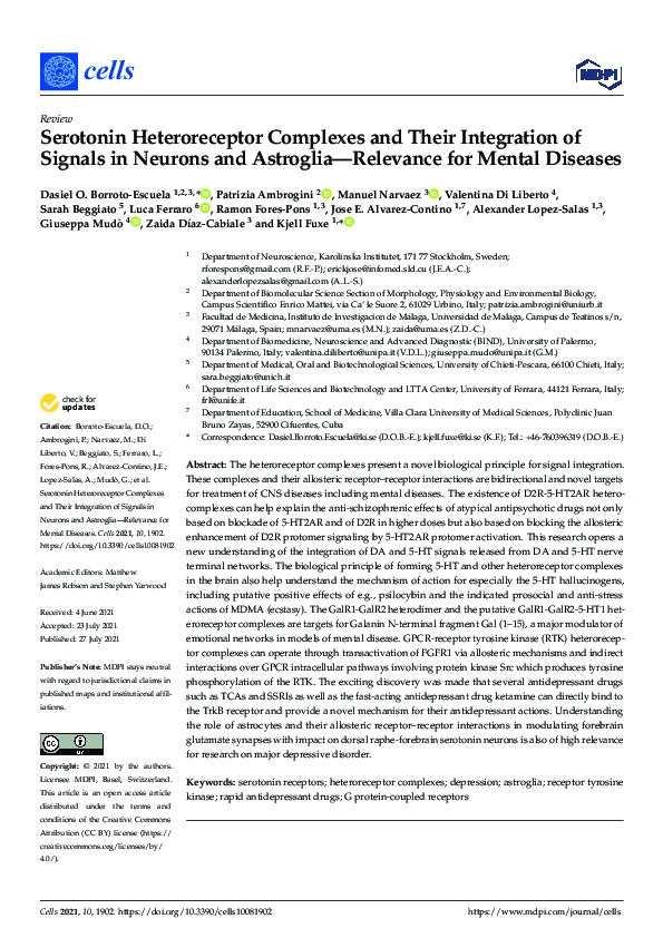(PDF) Serotonin Heteroreceptor Complexes and Their Integration of Signals in Neurons and ...