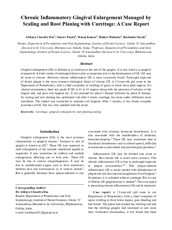 (PDF) Managing Chronic Gingival Enlargement: A Case Study
