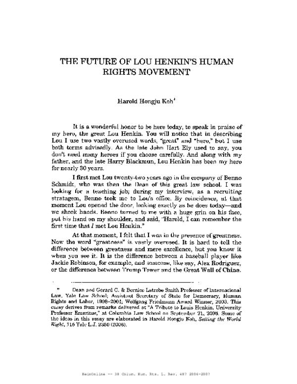 (PDF) The Future of Lou Henkin’s Human Rights Movement