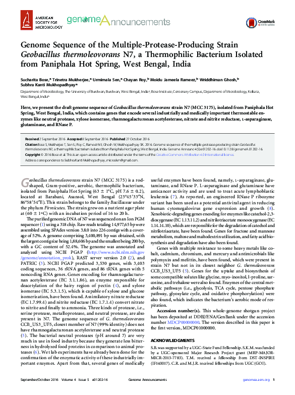 (PDF) Genome Sequence of the Multiple-Protease-Producing Strain ...