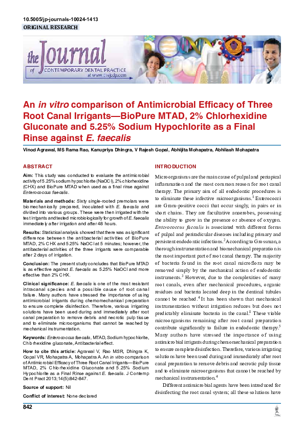 (PDF) An in vitro comparison of Antimicrobial Efficacy of Three Root ...