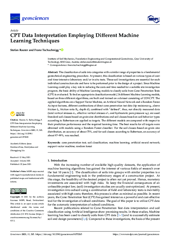 (PDF) CPT Data Interpretation Employing Different Machine Learning ...