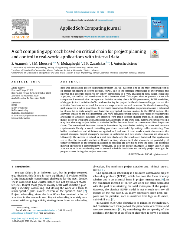 (PDF) A soft computing approach based on critical chain for project ...