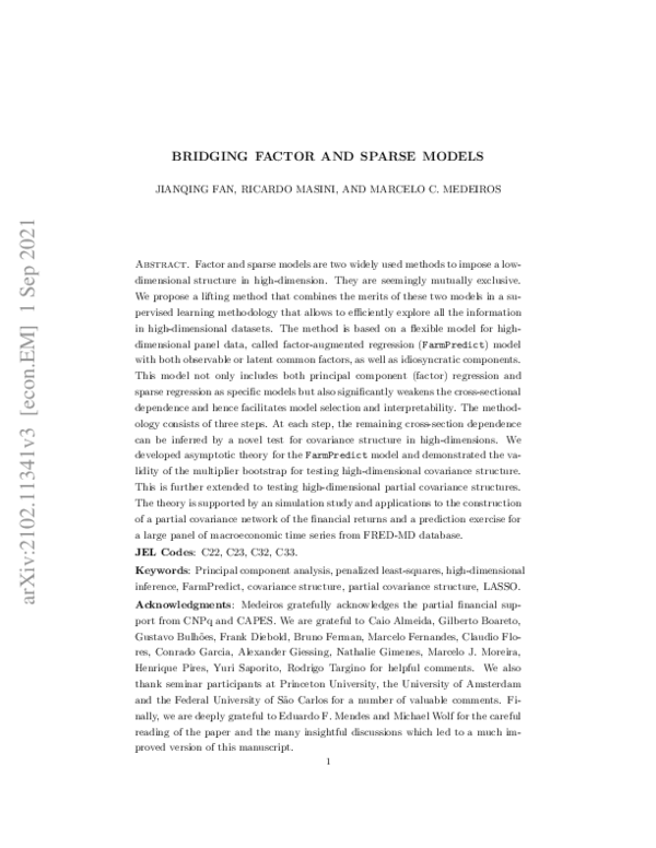 (PDF) Bridging Factor and Sparse Models