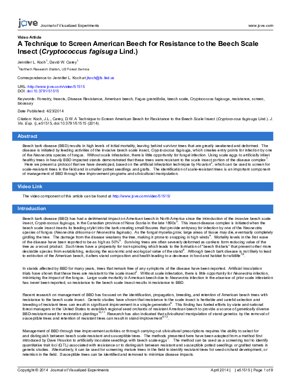 (PDF) A technique to screen American beech for resistance to the beech ...