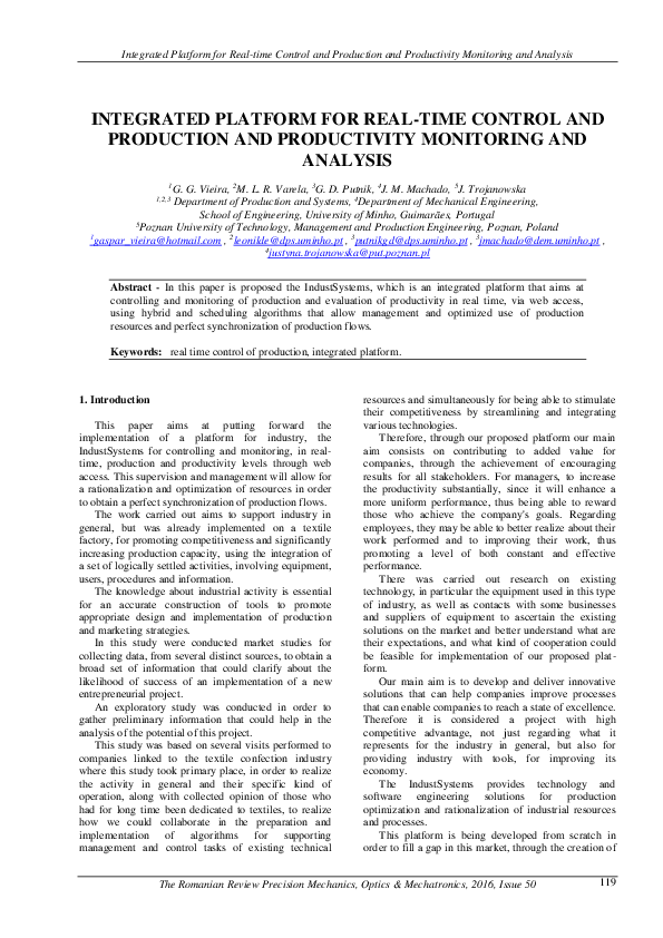 (PDF) Integrated Platform for Real-Time Control and Production and ...