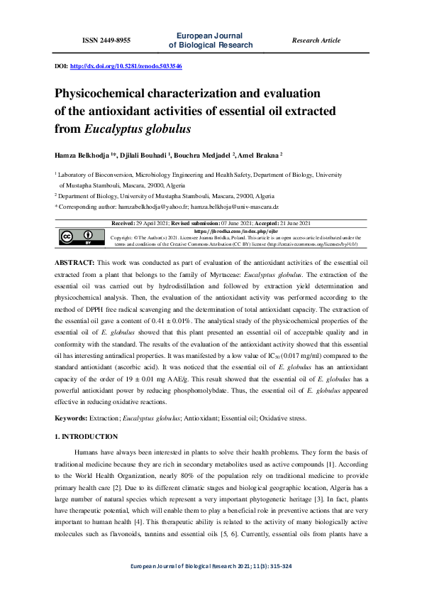 (PDF) Physicochemical characterization and evaluation of the ...