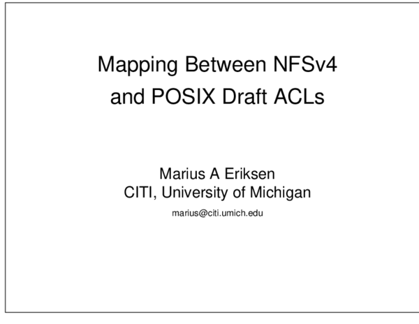 (PDF) Mapping Between NFSv4 and Posix Draft ACLs