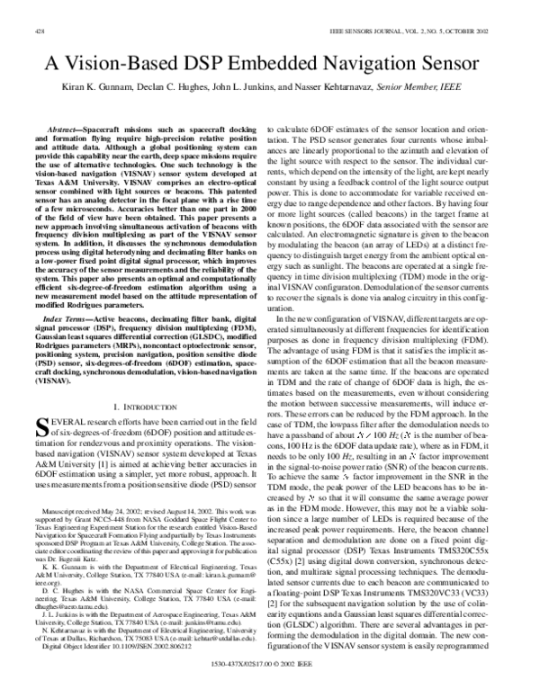 (PDF) A vision-based DSP embedded navigation sensor