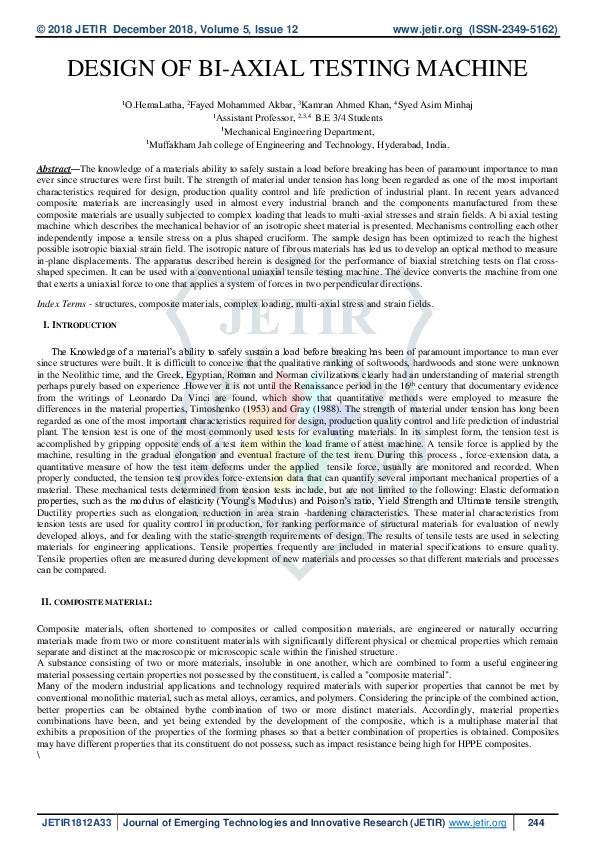 (PDF) Design of Bi-Axial Testing Machine