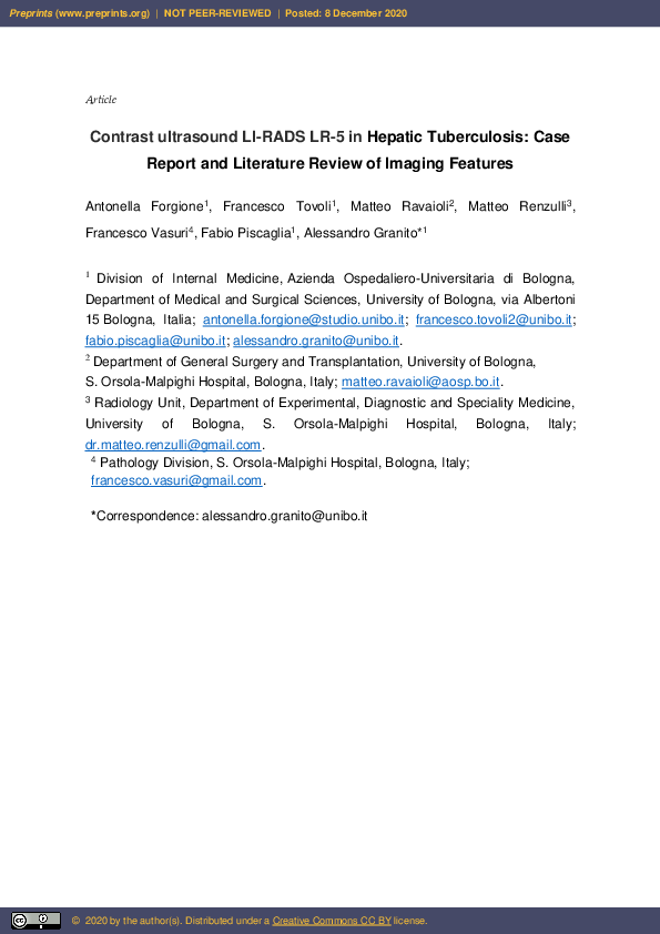 (PDF) Contrast ultrasound LI-RADS LR-5 in Hepatic Tuberculosis: Case ...