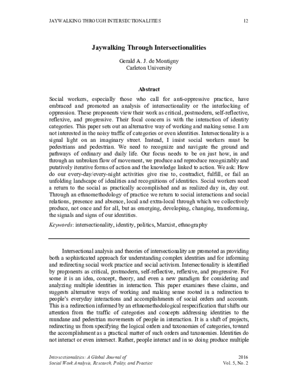 (PDF) Jaywalking Through Intersectionalities