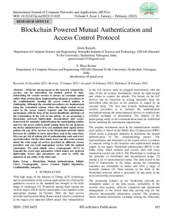 (PDF) Blockchain Powered Mutual Authentication and Access Control Protocol