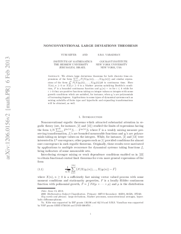 (PDF) Nonconventional large deviations theorems