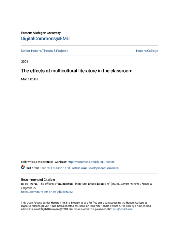 (PDF) Evaluating Multicultural Literature for Use in the Classroom ...