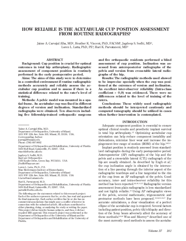 (PDF) How Reliable is the Acetabular Cup Position Assessment from ...